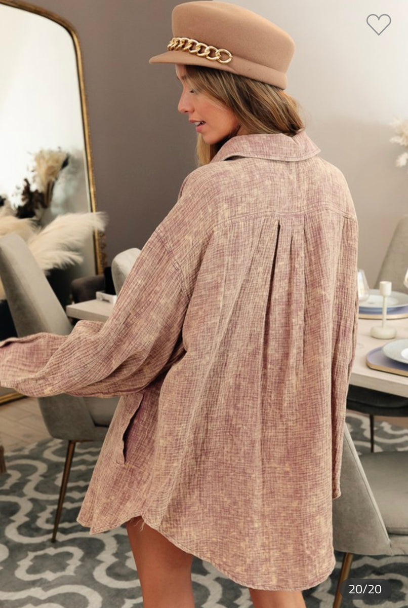 Vintage Washed Wrinkle Gauze Shacket – Simply Chic Monogram Boutique ...